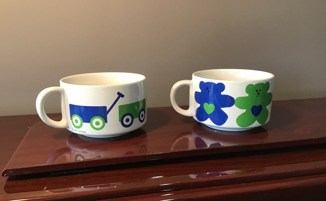 Grant Howard Set of 2 Children’s Colorful Mugs With Toy Wagons and ...