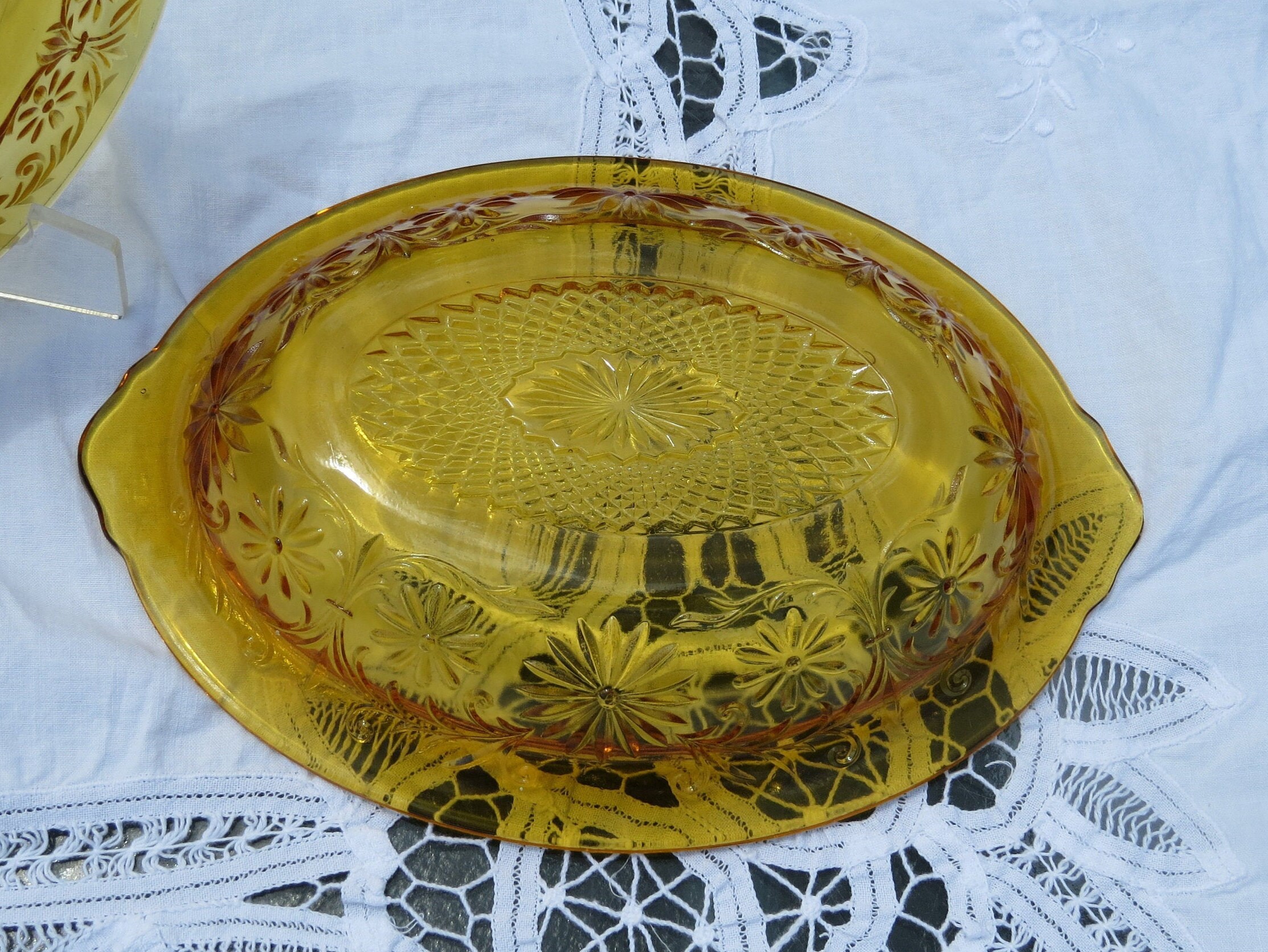 Vintage Indiana Glass Amber Glass Daisy Pattern 620 From the 1940s - Etsy