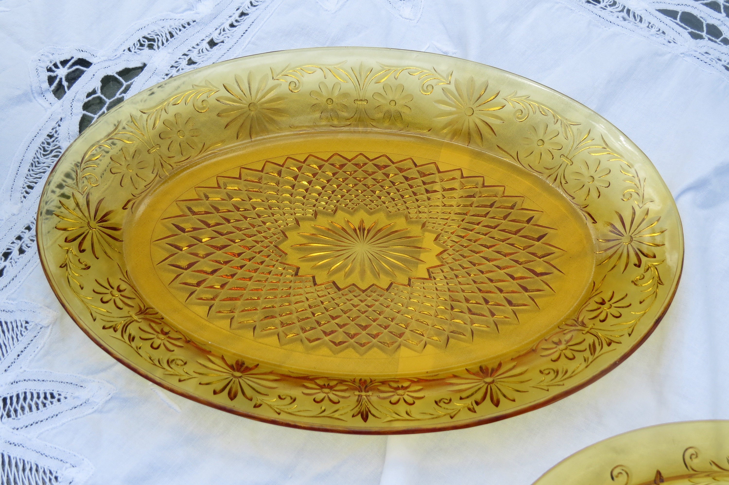 Vintage Indiana Glass Amber Glass Daisy Pattern 620 From the 1940s - Etsy