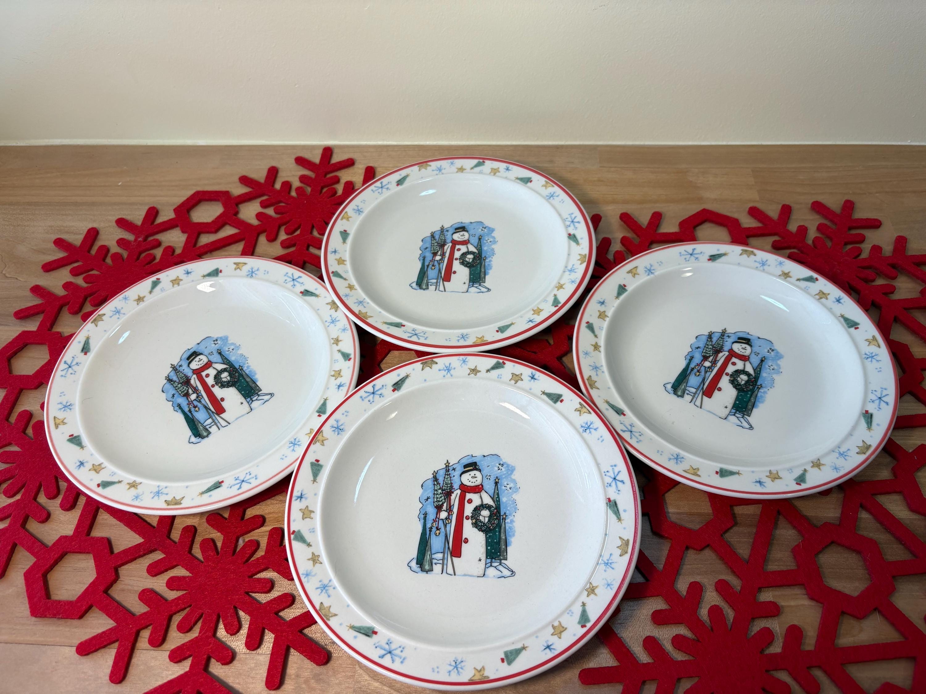 Enchanted Forest Dinnerware Featuring Snowman in a Winter Forest 16 ...
