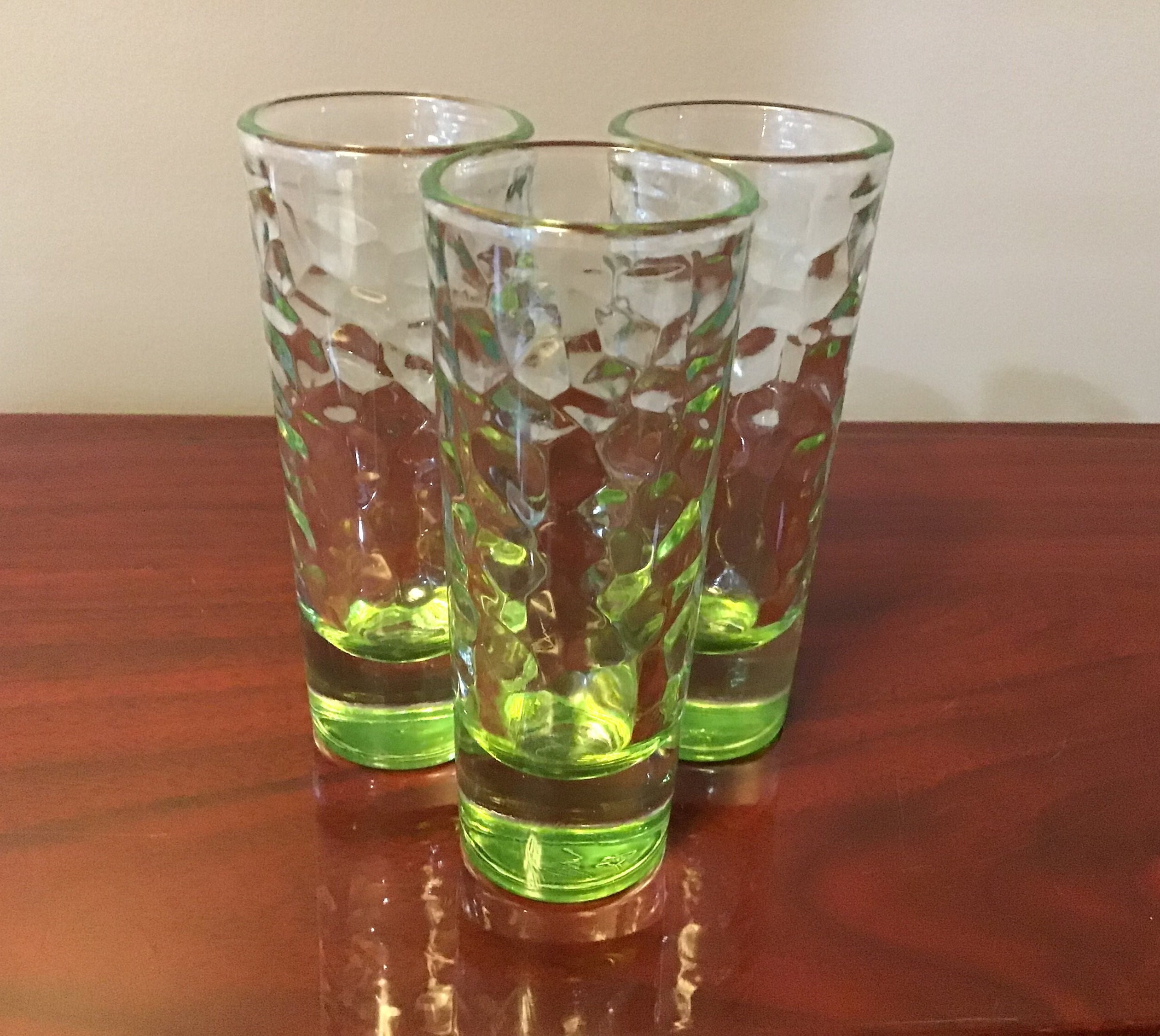 Vintage Crisa 23 Retro Green Bubble Heavy Bottom Shot Glasses Set of 3 ...