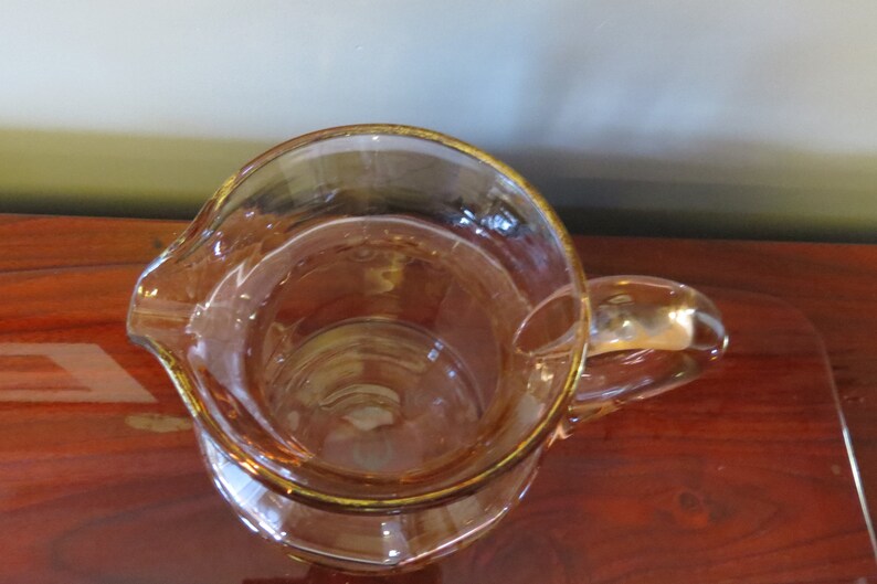 Large Pink Depression Glass Pitcher With Etched Scrolling Detail and ...