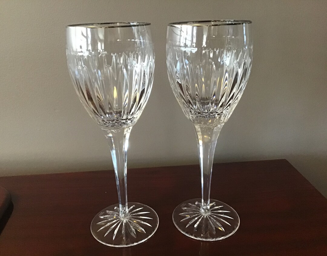 Miller Rogaska Infinity Crystal Wine Glasses or Goblets With Platinum ...
