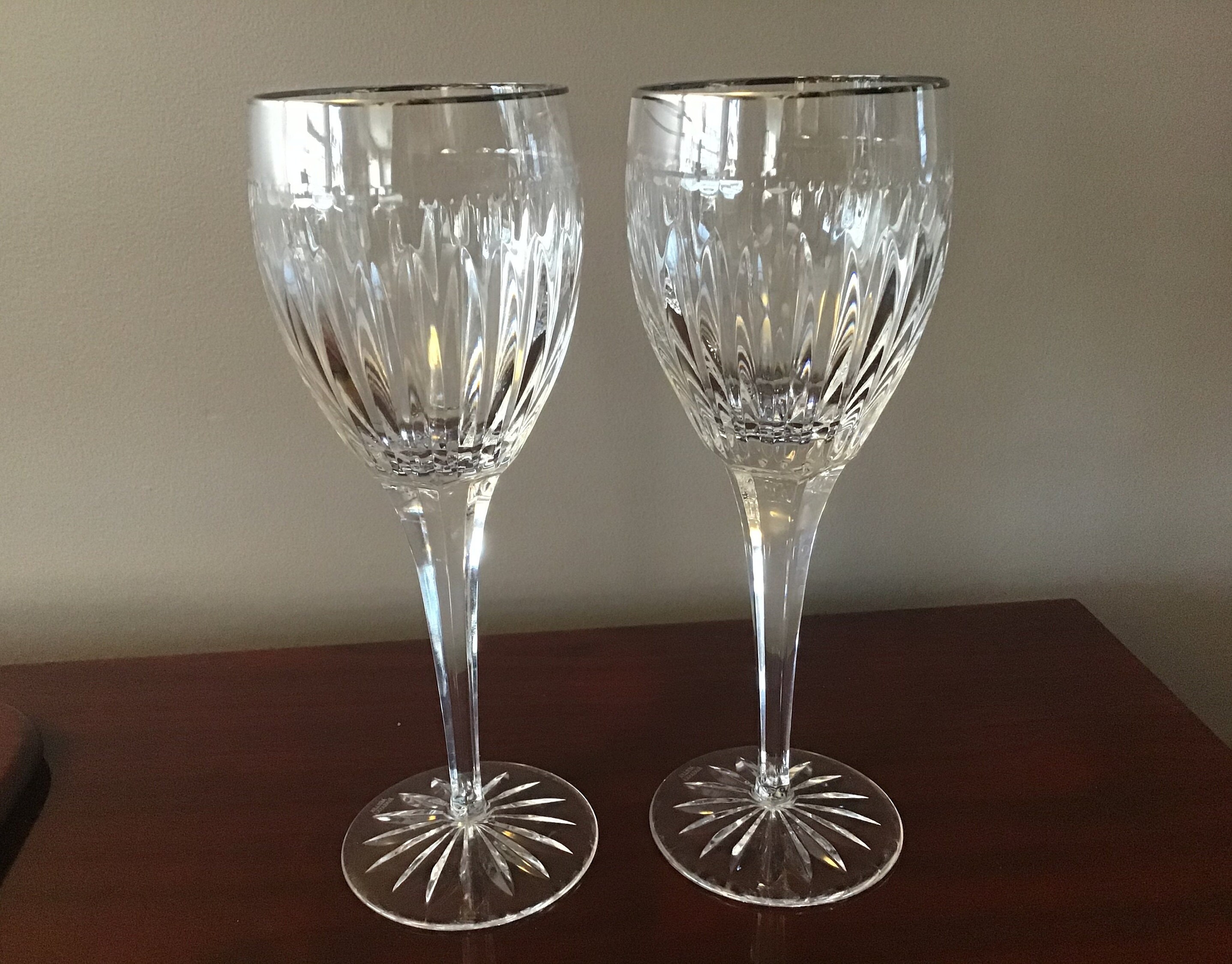 Miller Rogaska Infinity Crystal Wine Glasses or Goblets With Platinum ...