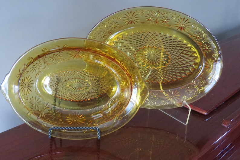 Vintage Indiana Glass Amber Glass Daisy Pattern 620 From the 1940s - Etsy