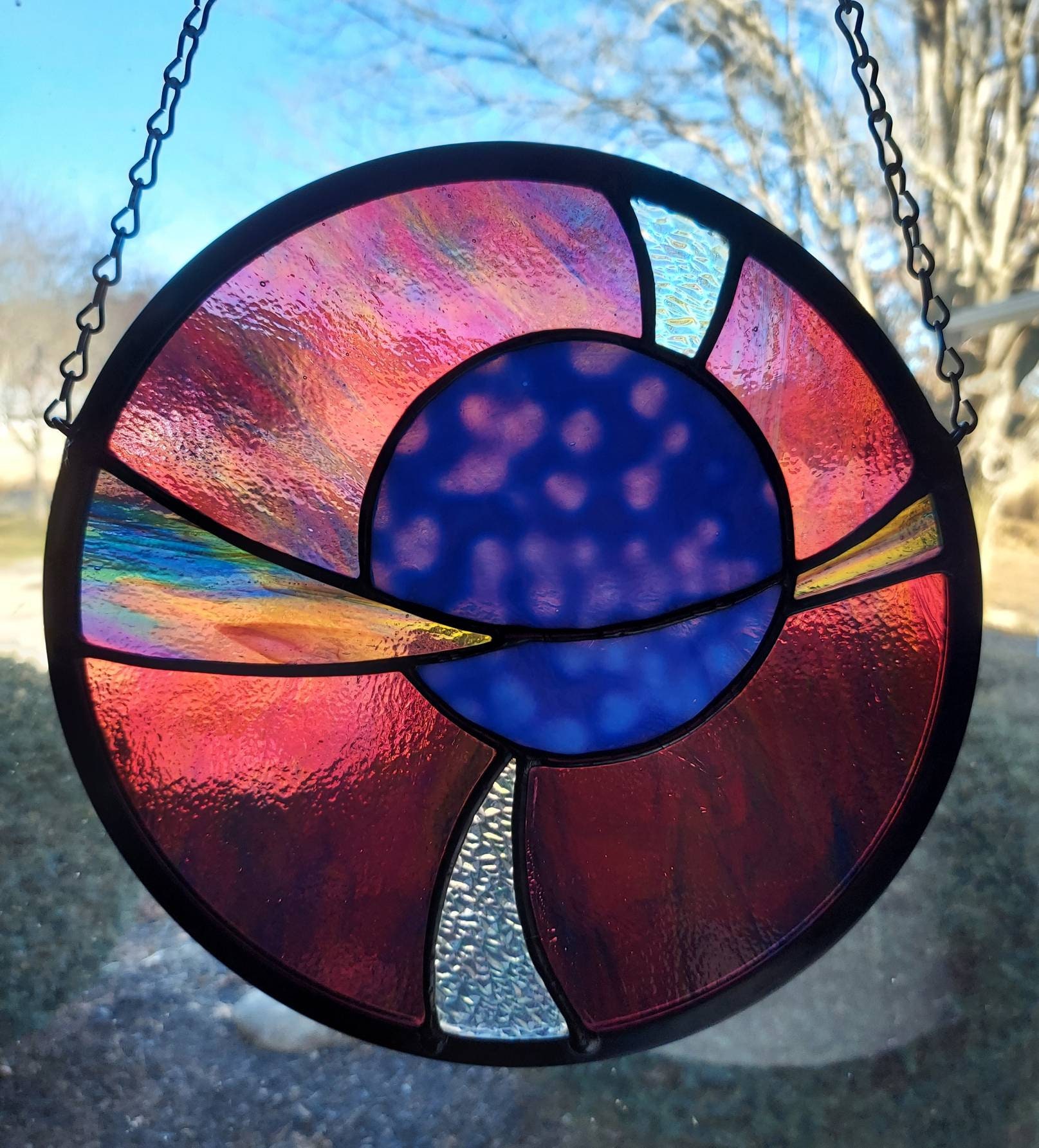 Cosmic Abstract Minimalist Round Handmade Stained Glass Art - Etsy