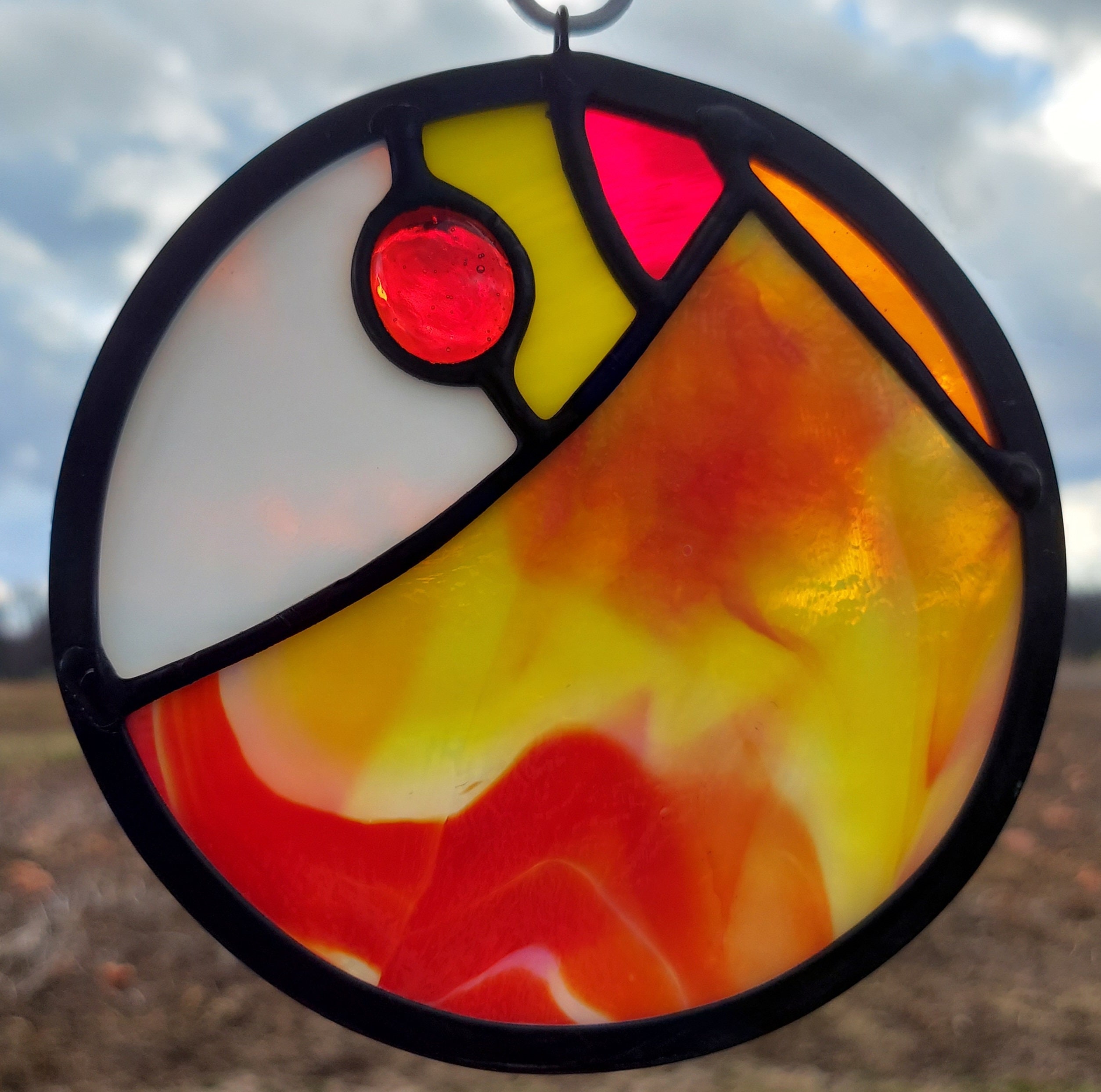 Contemporary Organic Mini Abstract Minimalist Round Handmade Stained ...