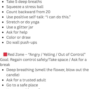 Sel/zones of Regulation Calm Down Corner Resource - Etsy