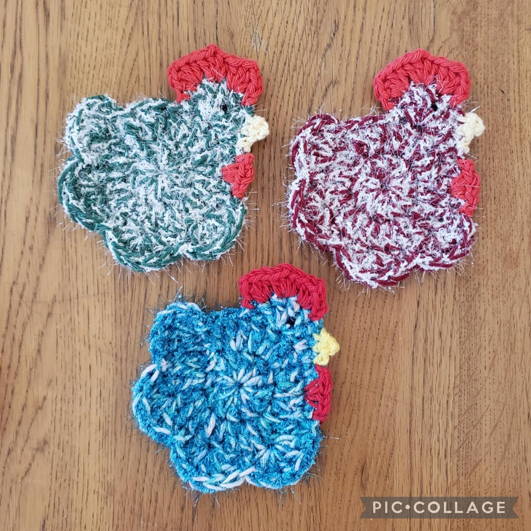 Chicken / Hen Scrubbies - Set of 3, Farmhouse Decor, Rooster ...
