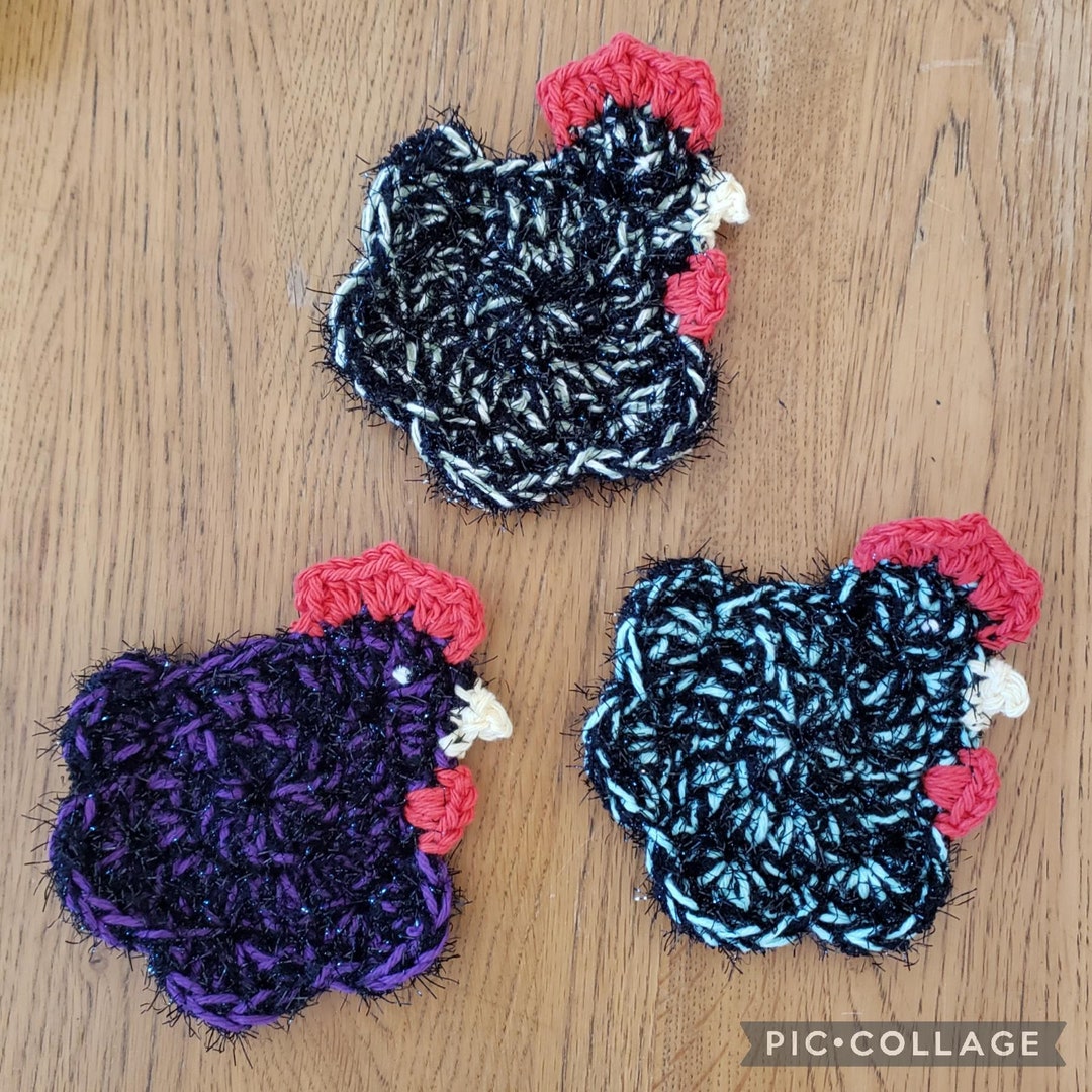 Chicken / Hen Scrubbies Set of 3, Farmhouse Decor, Rooster ...