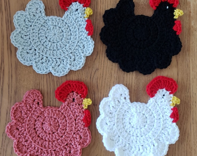 Chicken / Hen Coasters - Set of 4, Farmhouse Decor, Rooster ...