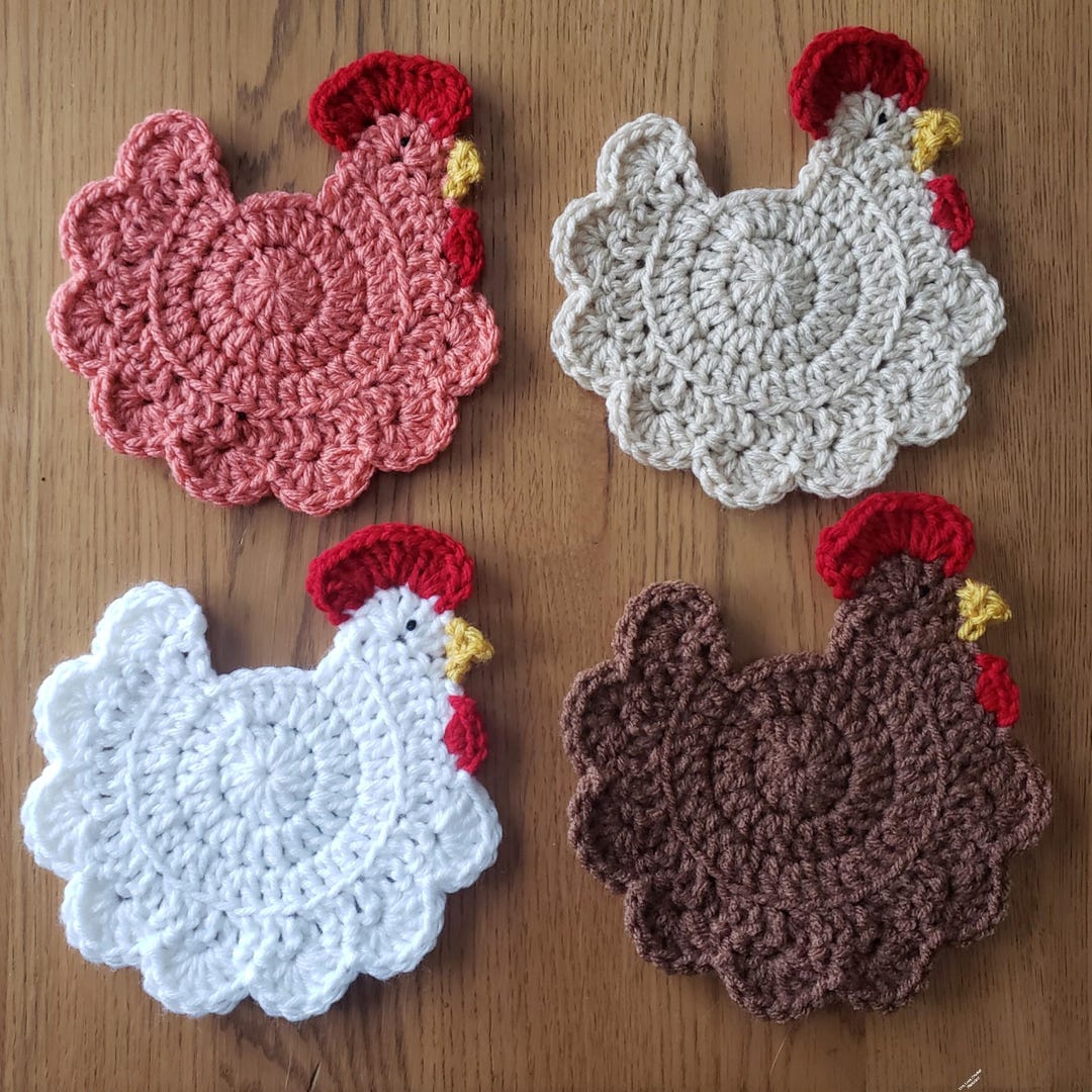 Chicken / Hen Coasters - Set of 4, Farmhouse Decor, Rooster ...