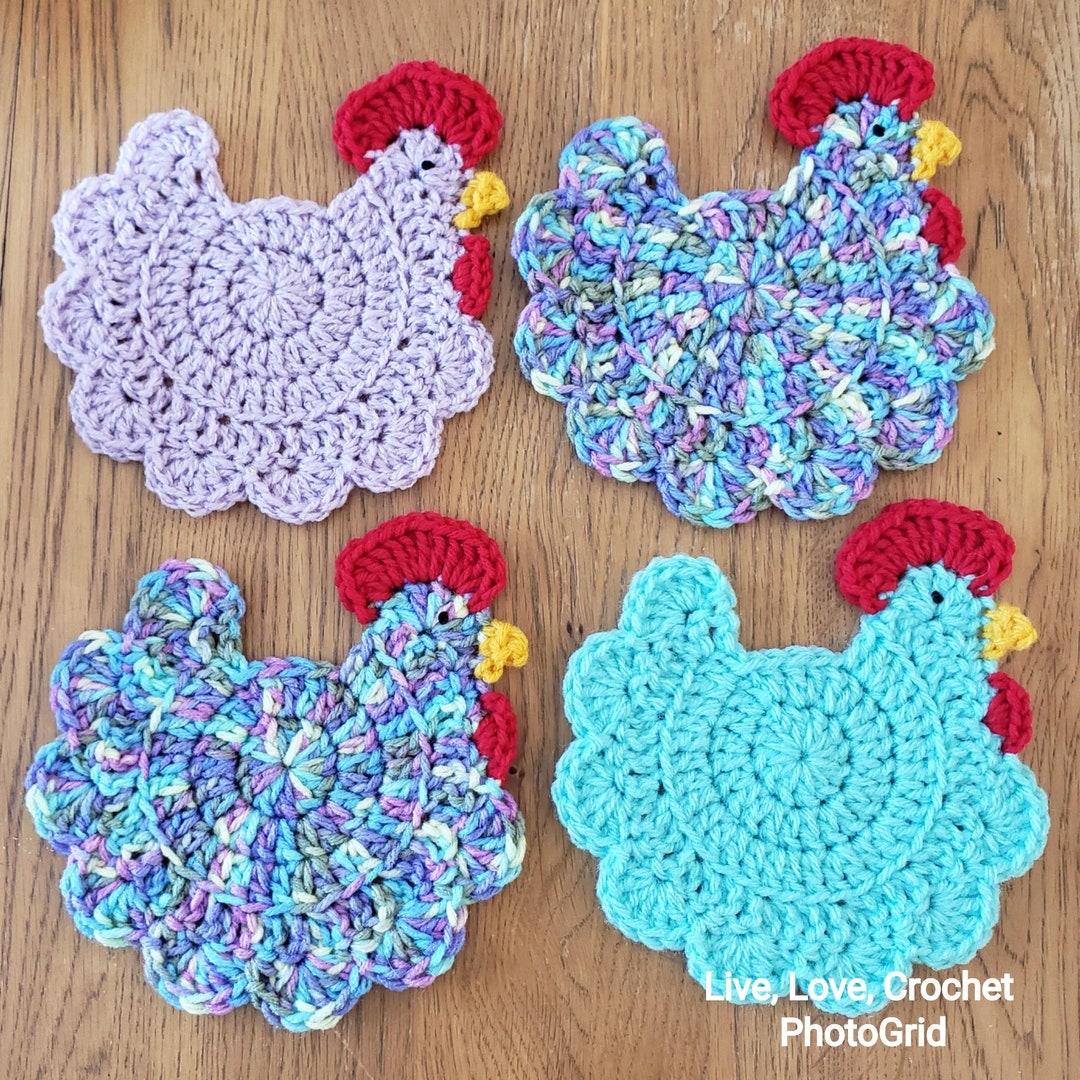 Chicken / Hen Coasters Set of 4, Farmhouse Decor, Rooster, Housewarming ...