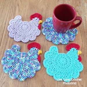 Chicken / Hen Coasters Set of 4, Farmhouse Decor, Rooster, Housewarming ...