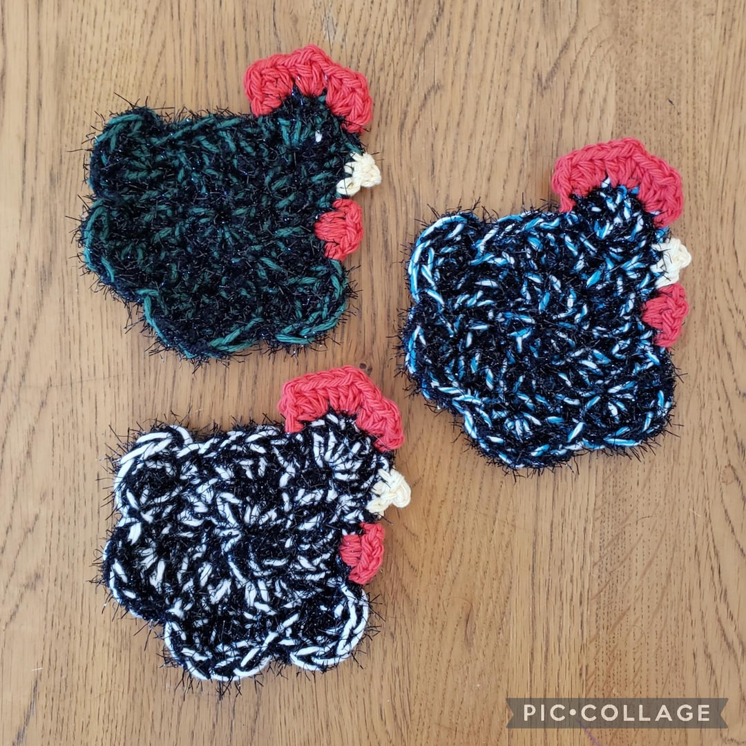 Chicken / Hen Scrubbies - Set of 3, Farmhouse Decor, Rooster ...