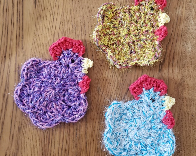 Chicken / Hen Scrubbies - Set of 3, Farmhouse Decor, Rooster ...