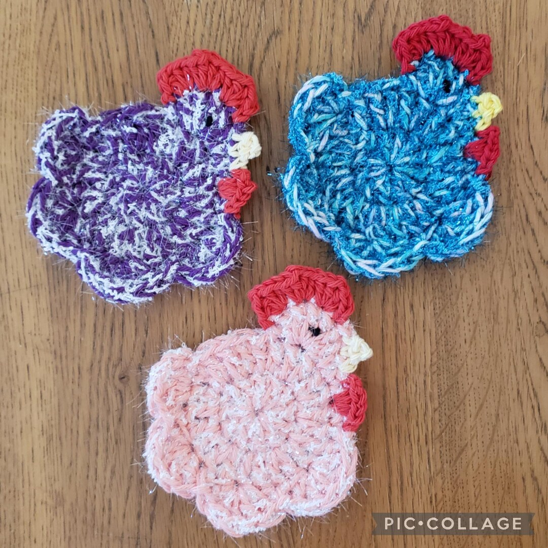 Chicken / Hen Scrubbies - Set of 3, Farmhouse Decor, Rooster ...