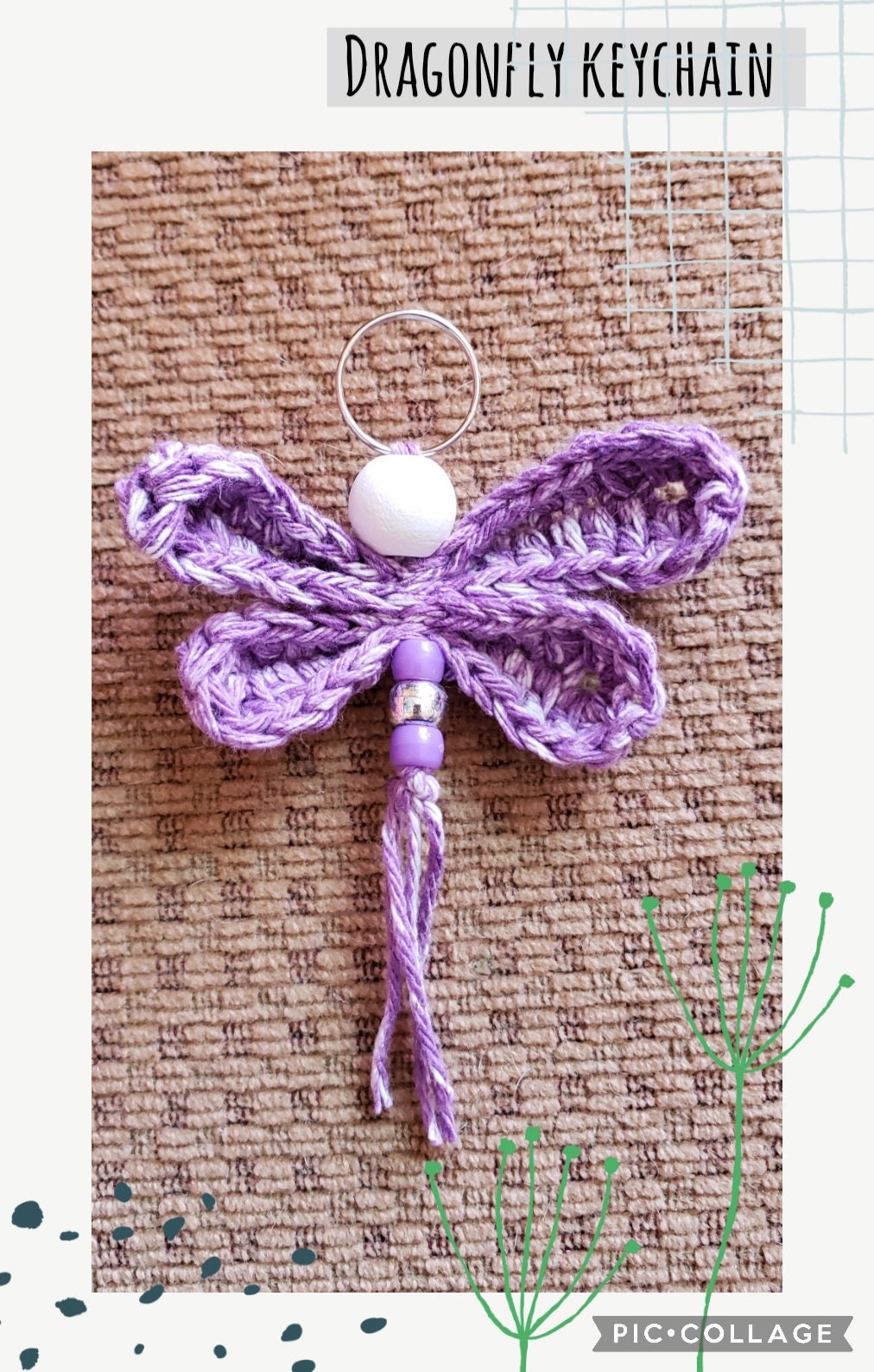 Crocheted Dragonfly Keychain FREE SHIP Several Colors - Etsy