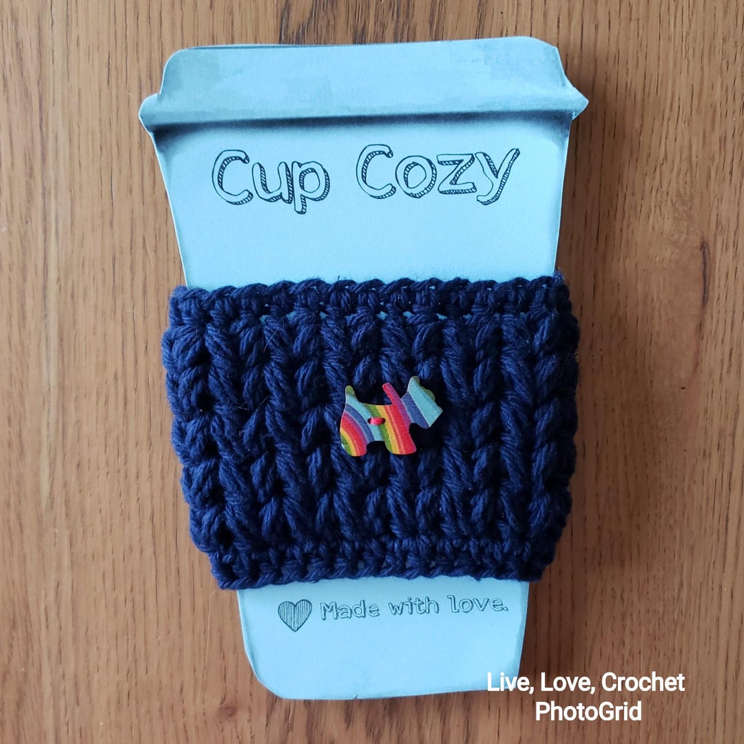 Crocheted Puppy Dog Cup Cozy, Cozies, Coffee Cup Cover, To-go Cup Cover ...