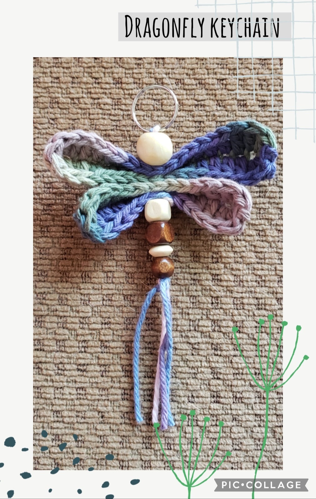 Crocheted Dragonfly Keychain FREE SHIP Several Colors - Etsy