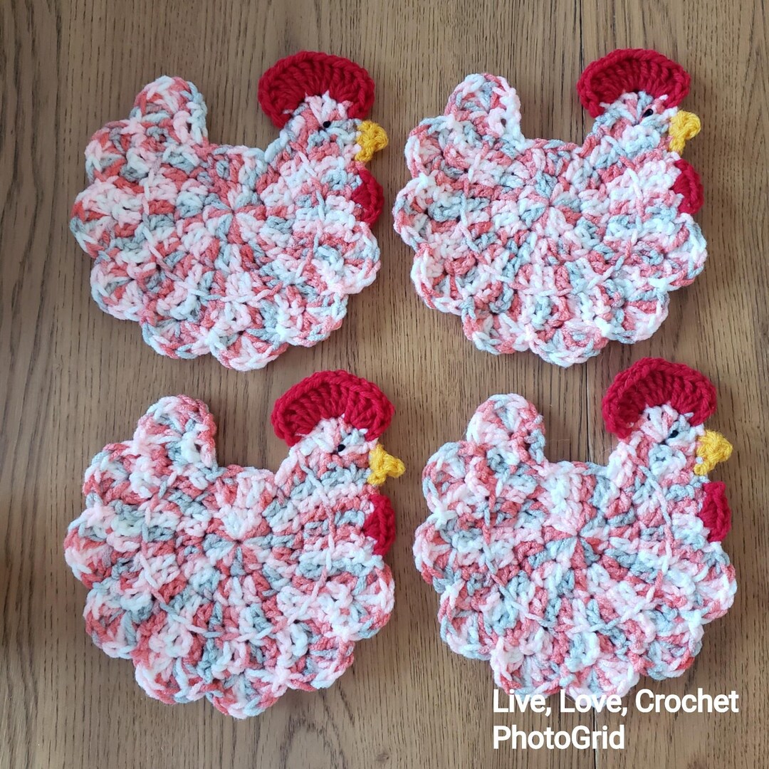 Chicken / Hen Coasters - Set of 4, Farmhouse Decor, Rooster ...