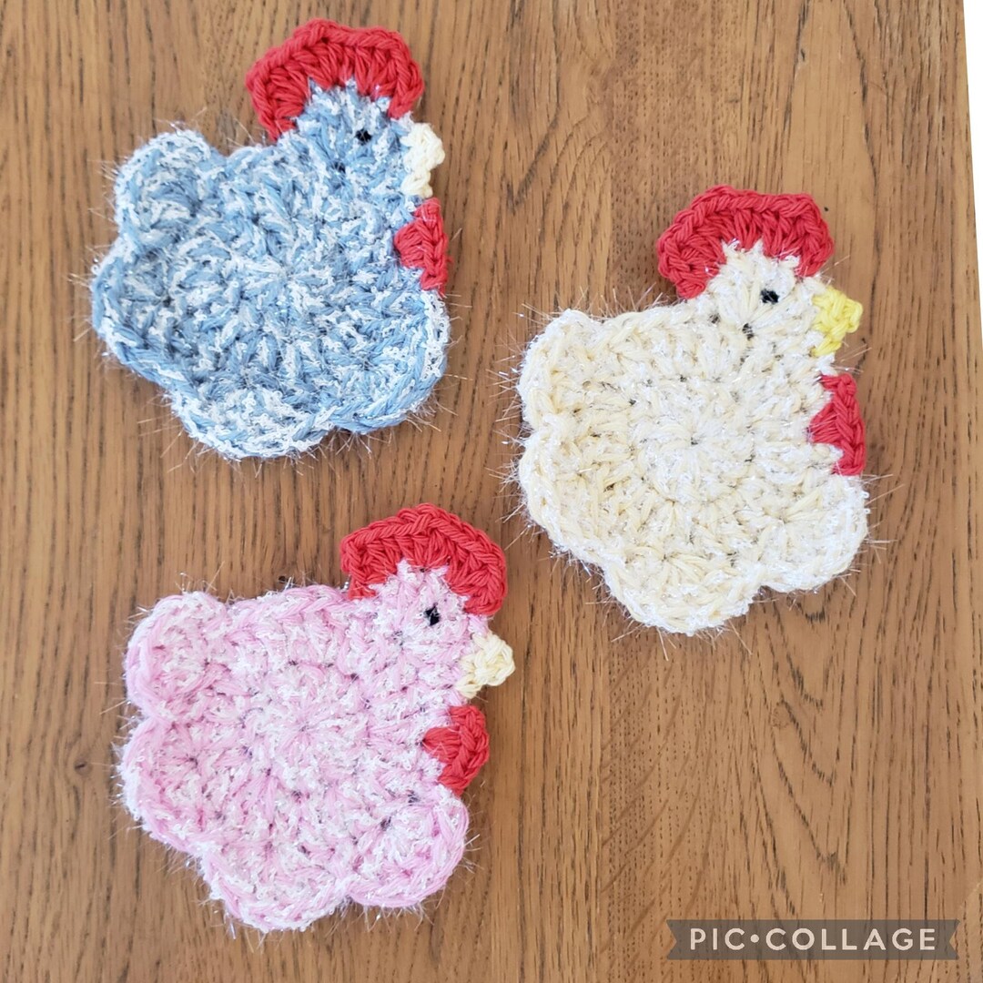 Chicken / Hen Scrubbies - Set of 3, Farmhouse Decor, Rooster ...