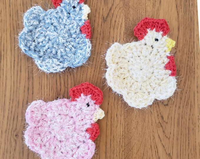 Chicken / Hen Scrubbies - Set of 3, Farmhouse Decor, Rooster ...
