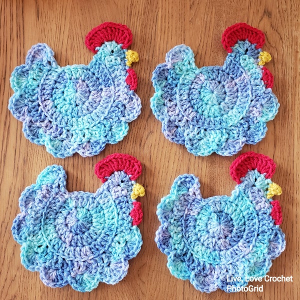 Crochet Rooster Coaster Pattern - Etsy