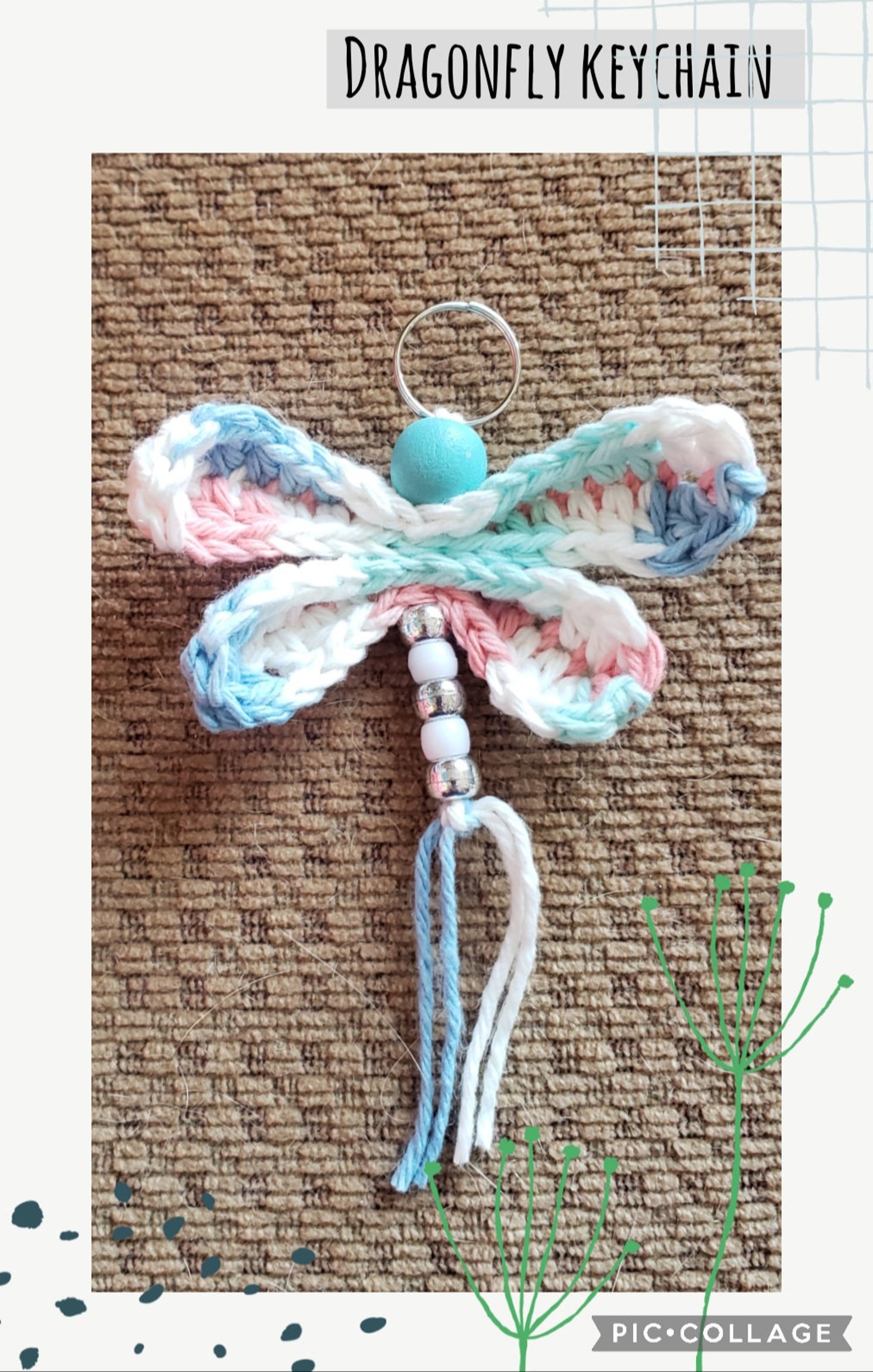 Crocheted Dragonfly Keychain FREE SHIP Several Colors - Etsy