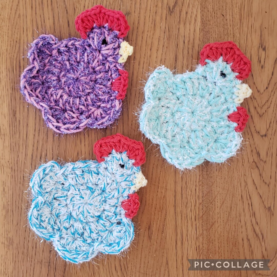 Chicken / Hen Scrubbies Set of 3, Farmhouse Decor, Rooster ...