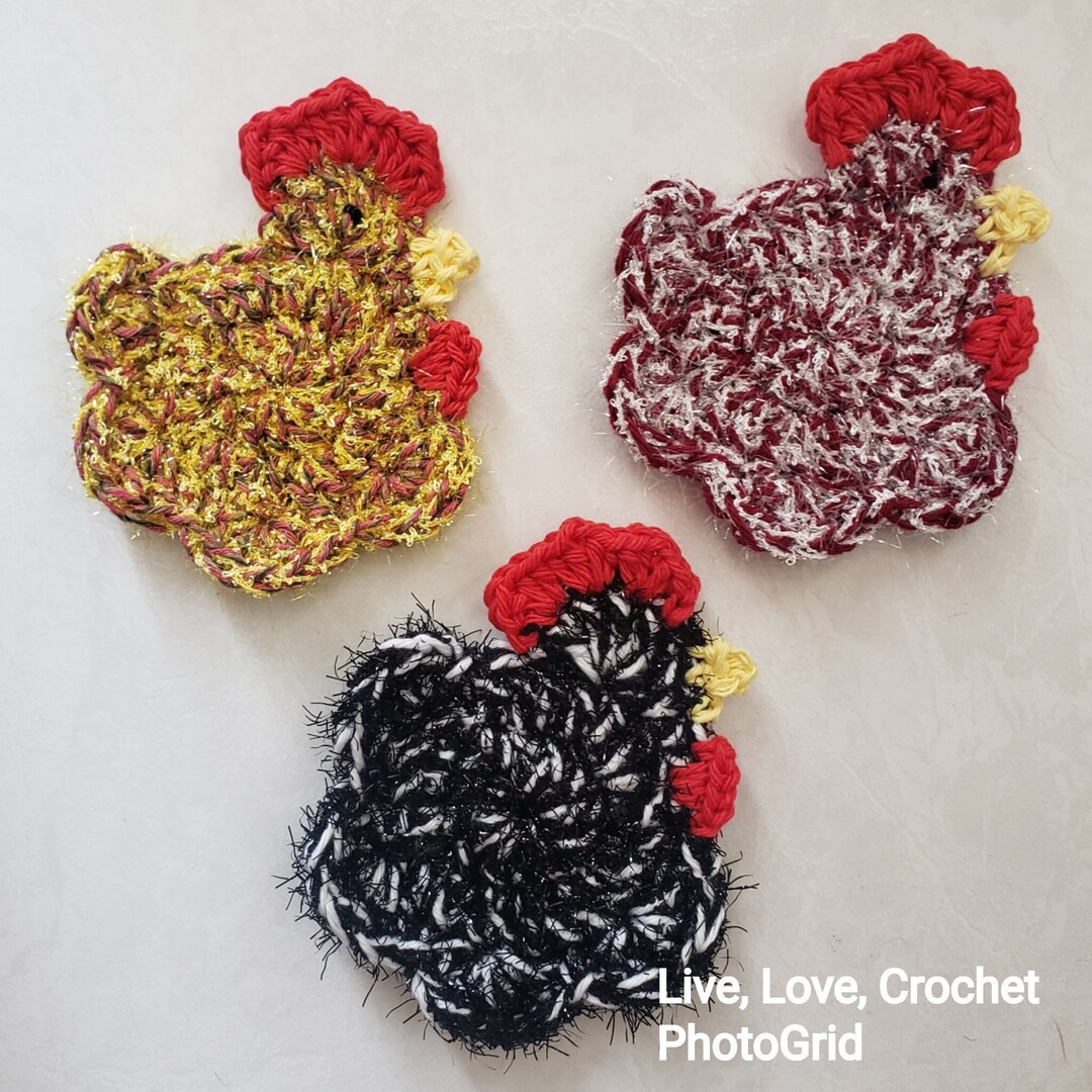 Chicken / Hen Scrubbies - Set of 3, Farmhouse Decor, Rooster ...
