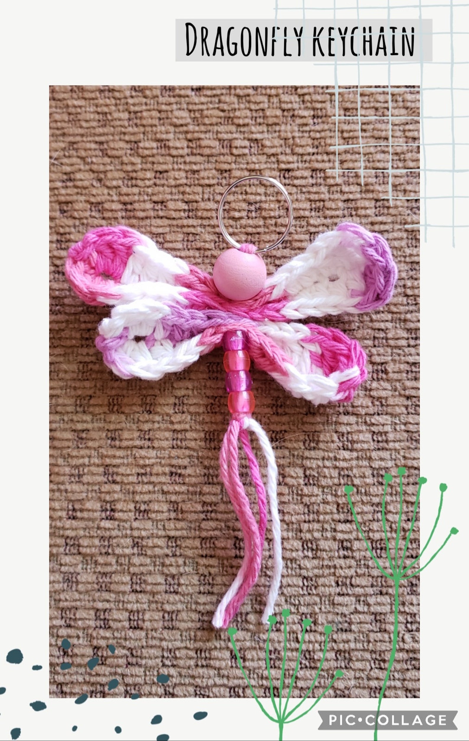 Crocheted Dragonfly Keychain FREE SHIP Several Colors - Etsy