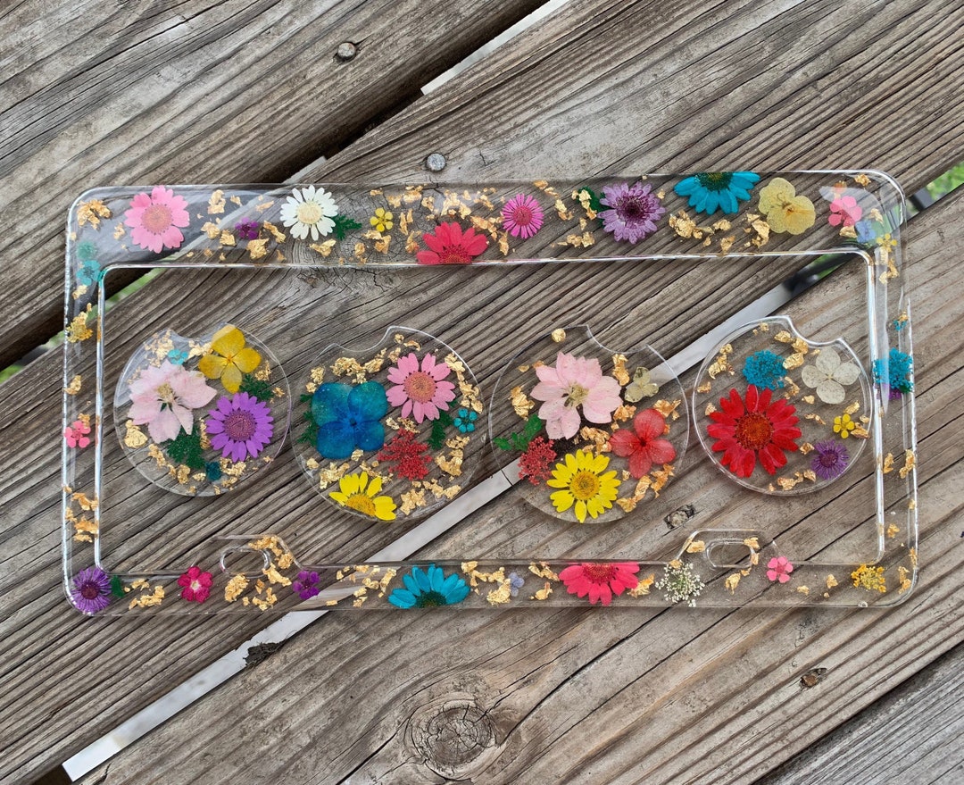 Floral License Plate Frames Custom License Plate Frames Resin License ...