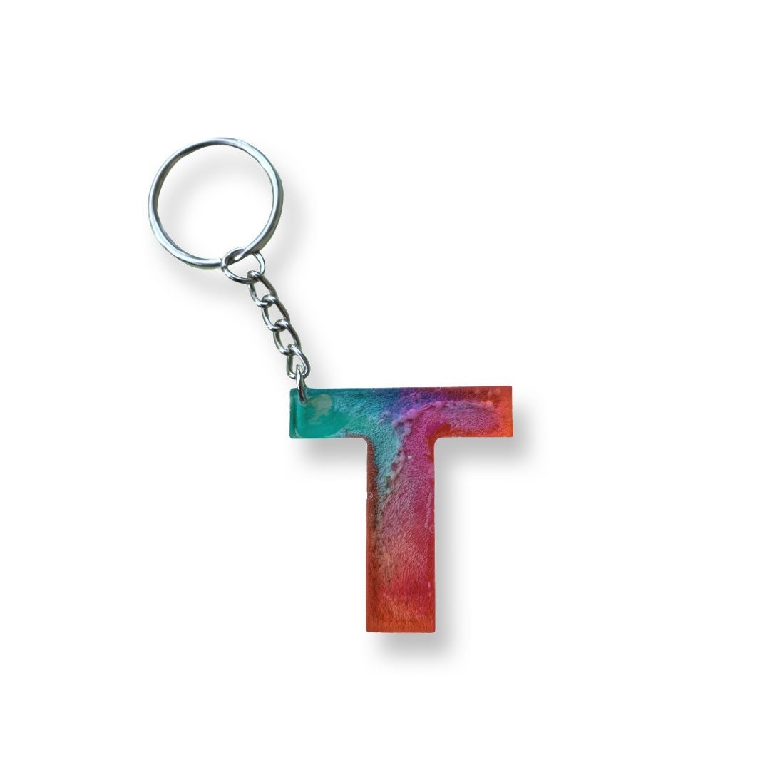 Tropical Colors Letter T Keychain - Etsy