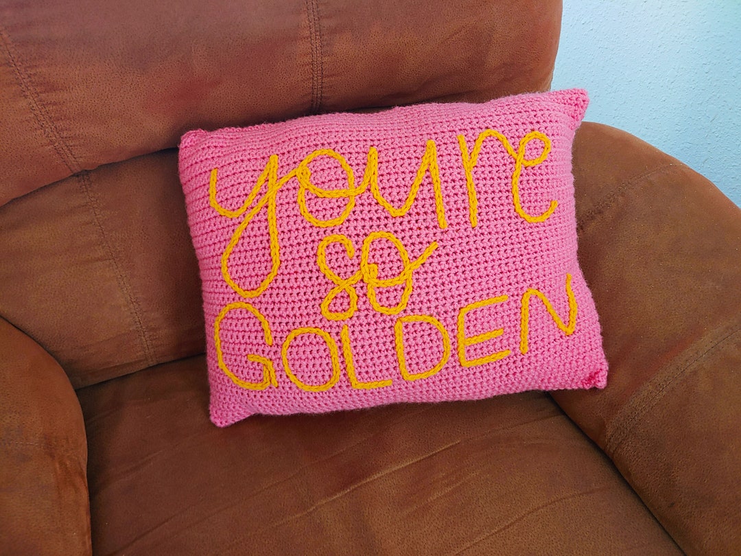 Golden Crochet Pillow / One Direction Pillow / Golden / - Etsy