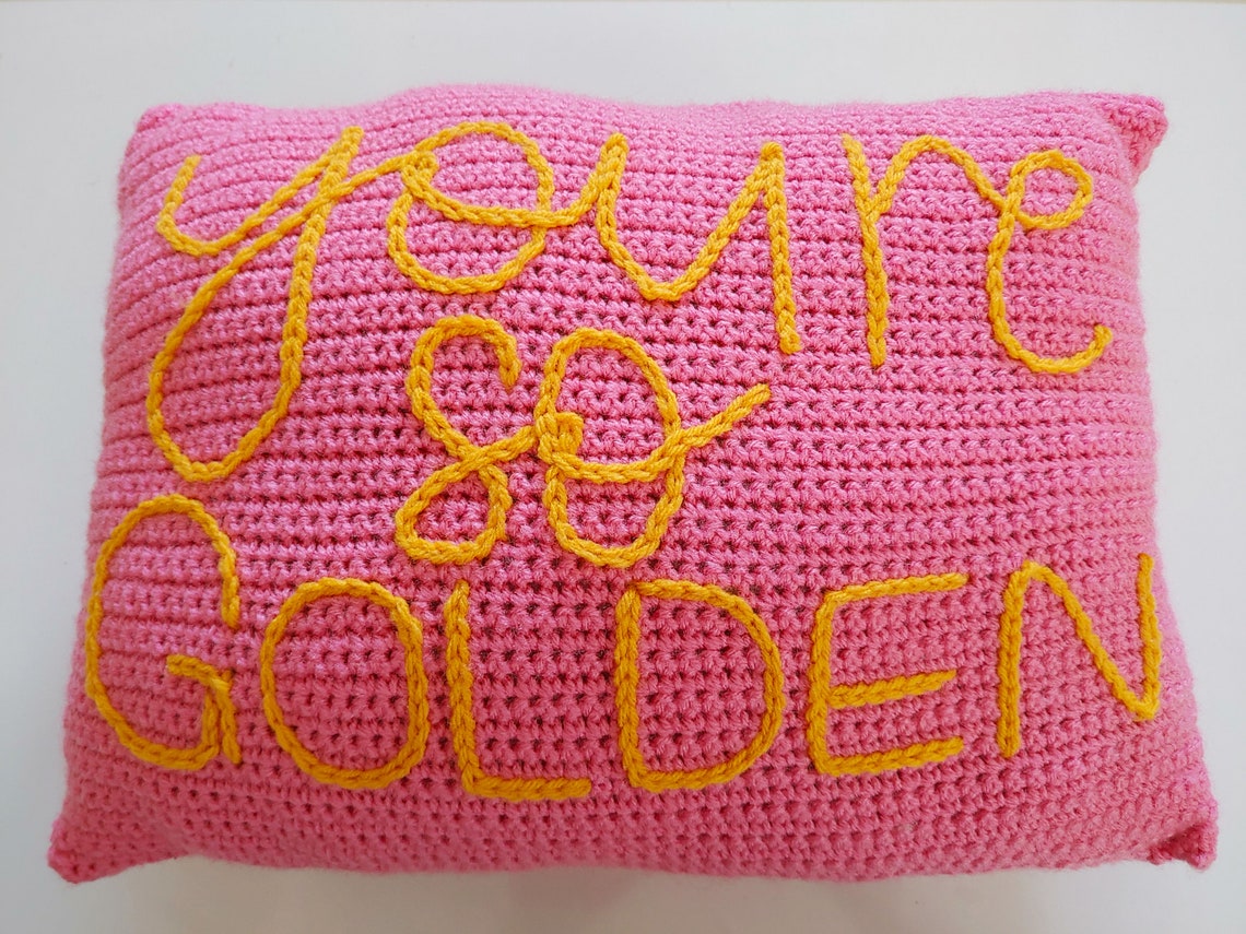 Golden Crochet Pillow / One Direction Pillow / Golden / - Etsy