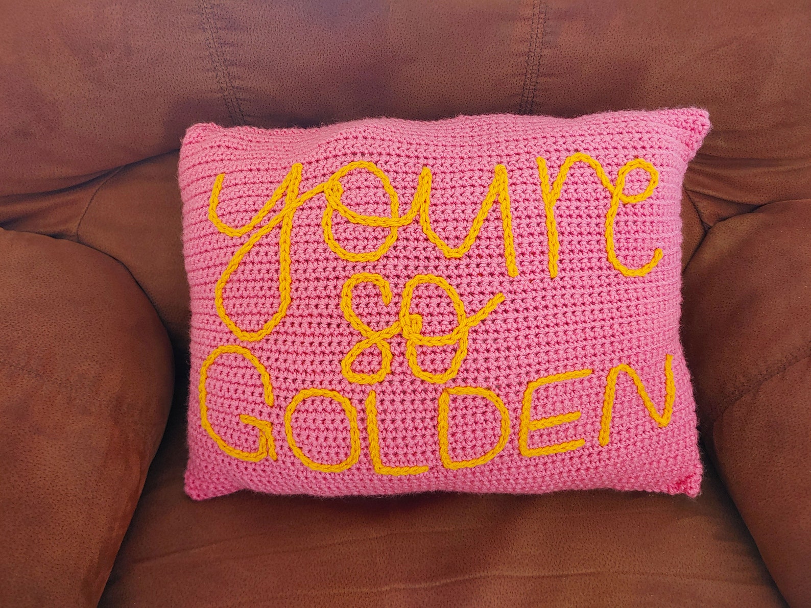 Golden Crochet Pillow / One Direction Pillow / Golden / - Etsy