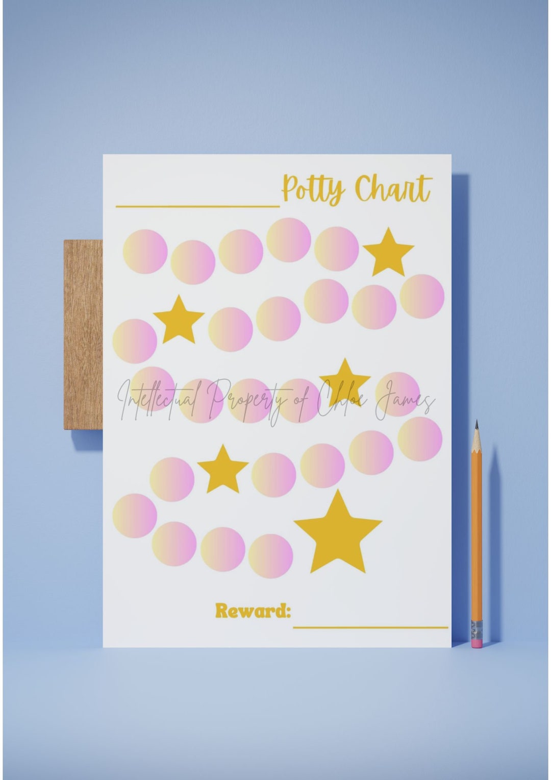 Pink & Yellow Themed Potty Chart Kids Children Pink - Etsy