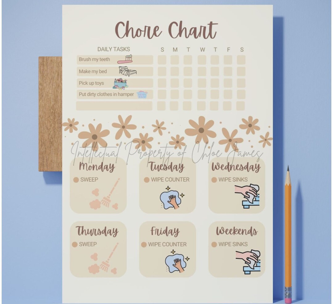 Flower Themed Chore Chart, Kids, Children, Flowers, Chores, Tasks - Etsy