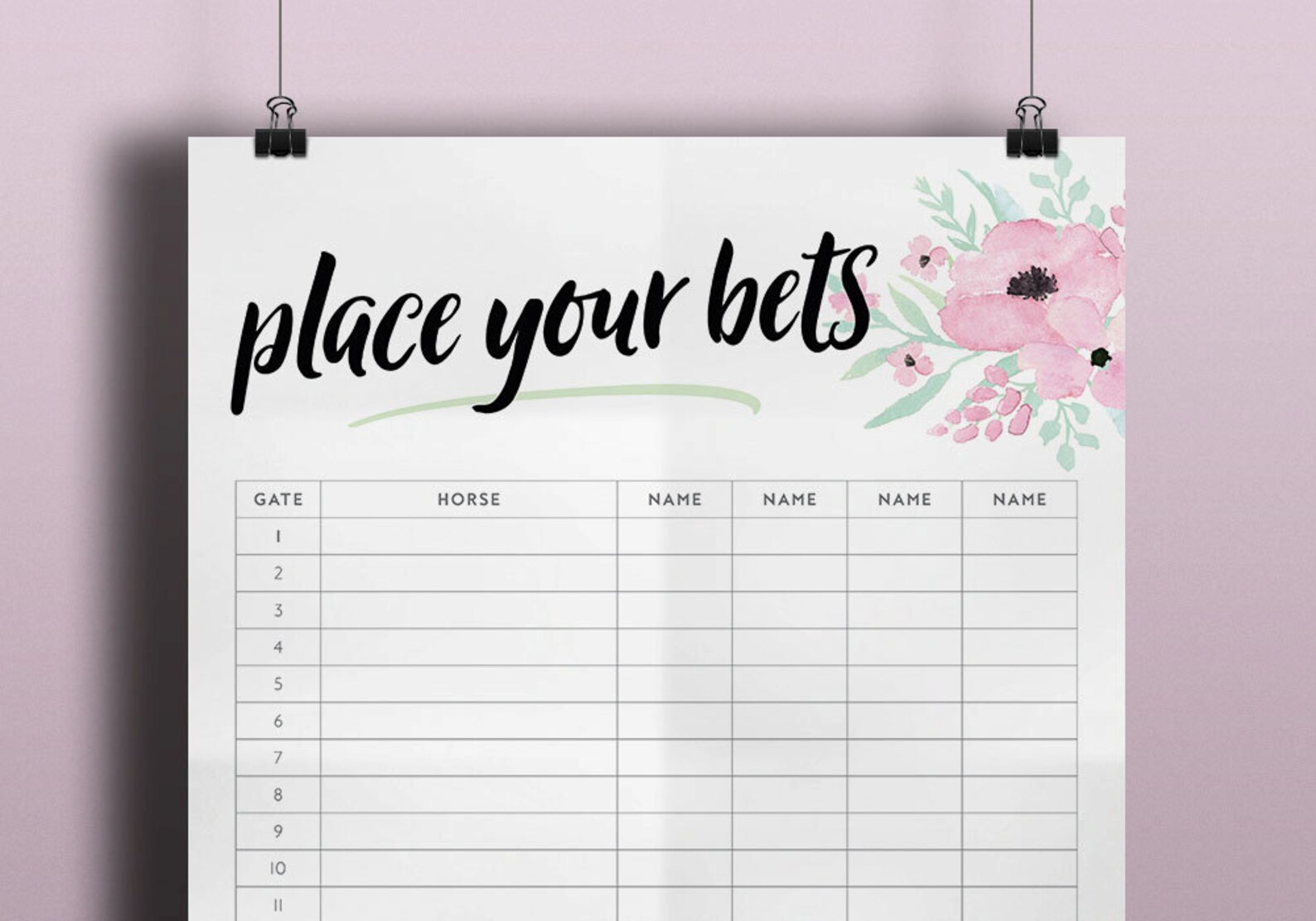 Place Your Bets Sweepstake Poster Melbourne Cup Kentucky Derby Day ...