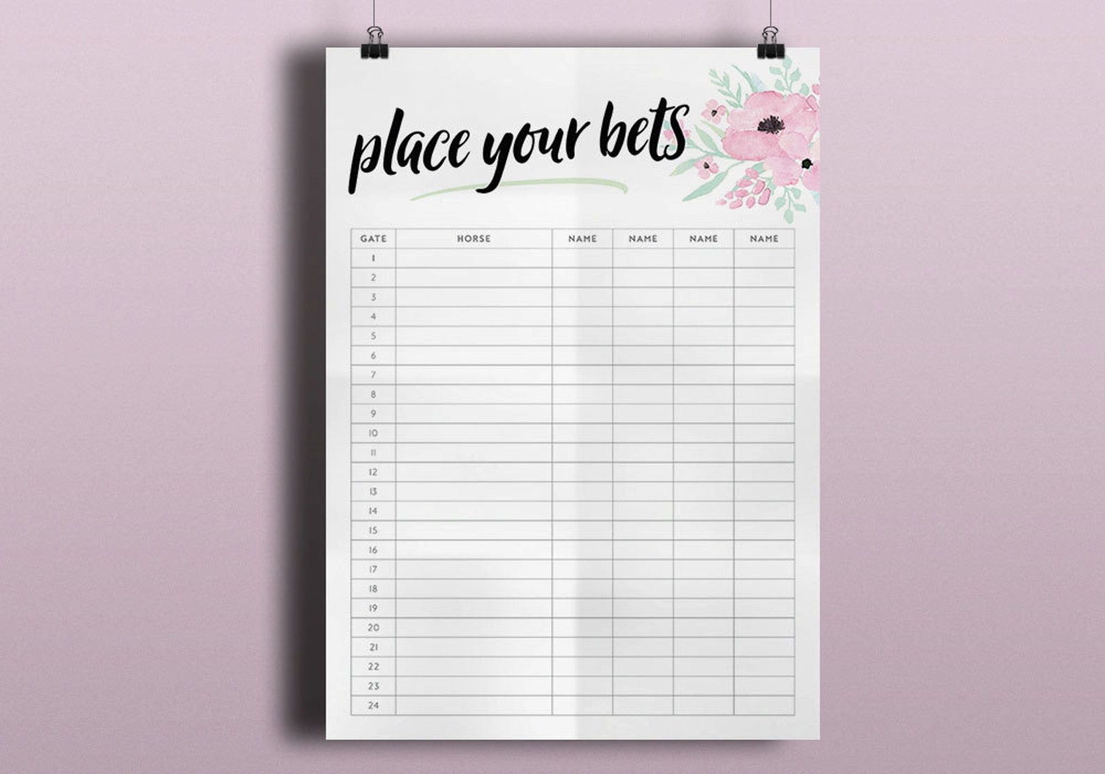 Place Your Bets Sweepstake Poster Melbourne Cup Kentucky Derby Day ...