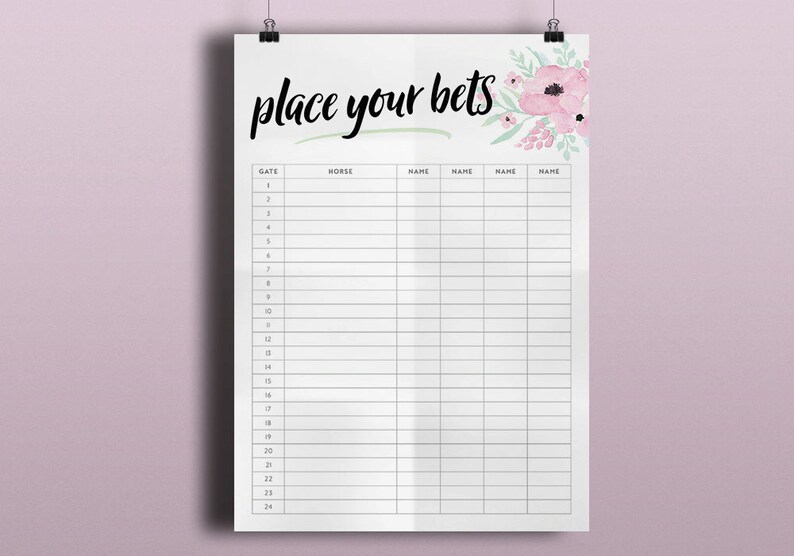 Place Your Bets Sweepstake Poster Melbourne Cup Kentucky Derby Day ...