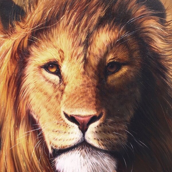 Great Lion Artwork, African Lion Painting, Realism Animals Hand Painted ...