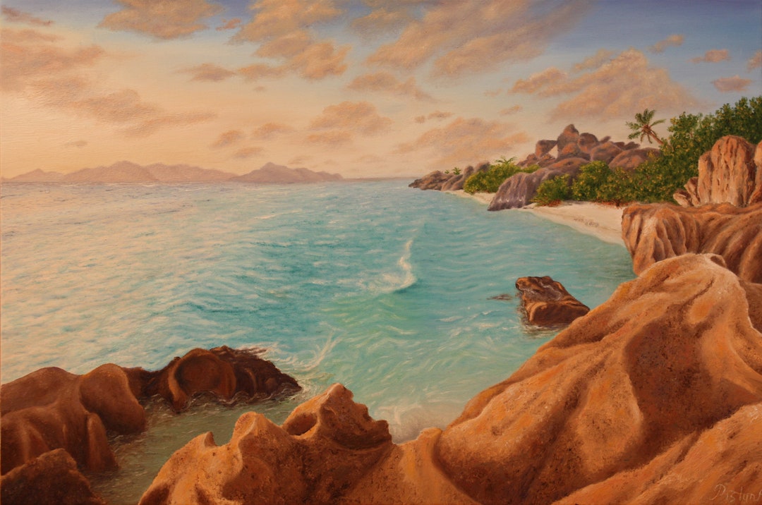 Andriy Pistun Original Paintings, Seychelles Painting, Sea Oil Painting ...