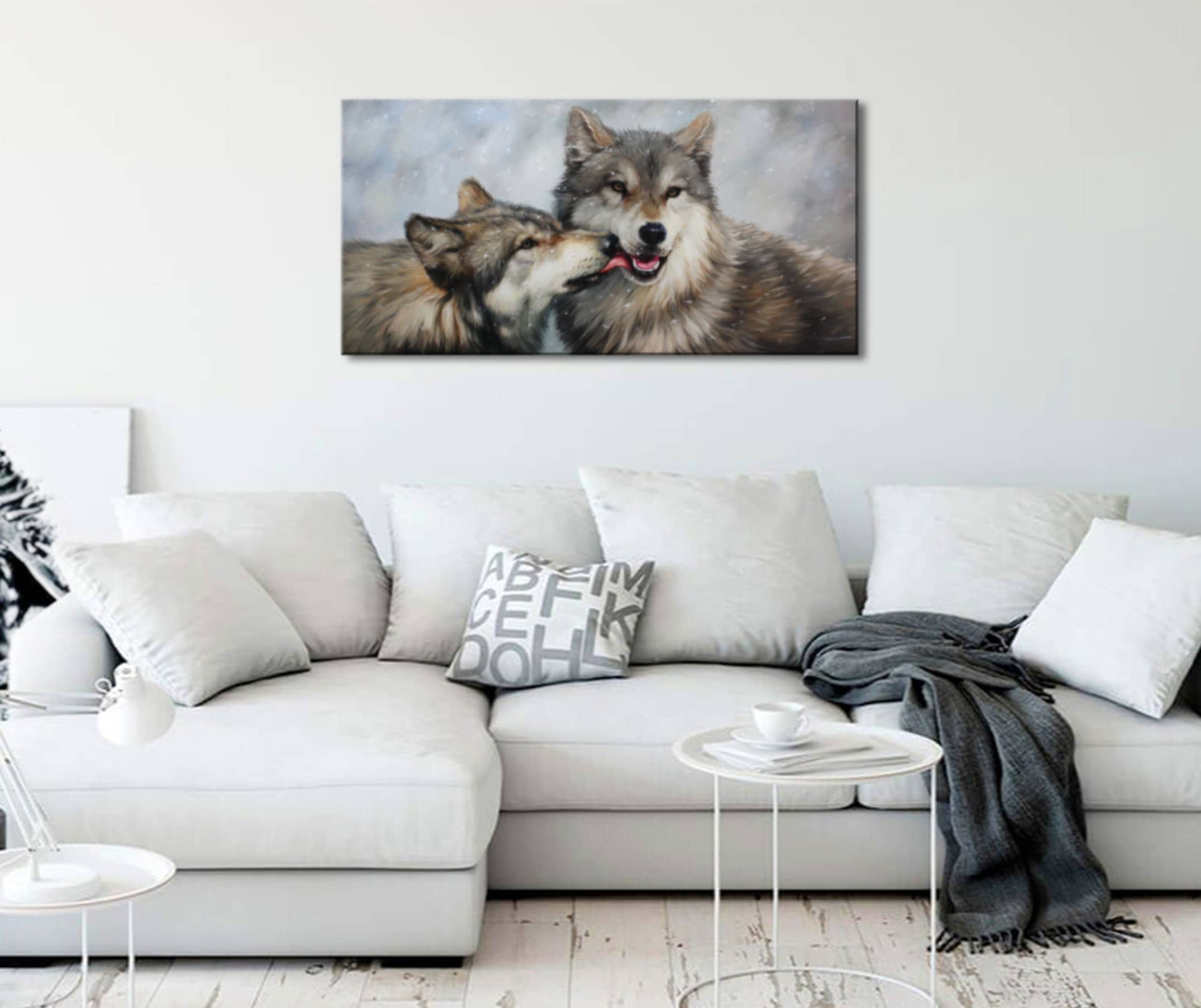 Wolves in Love, Original Oil Painting, Wolves Home Decor, Animal Lovers ...
