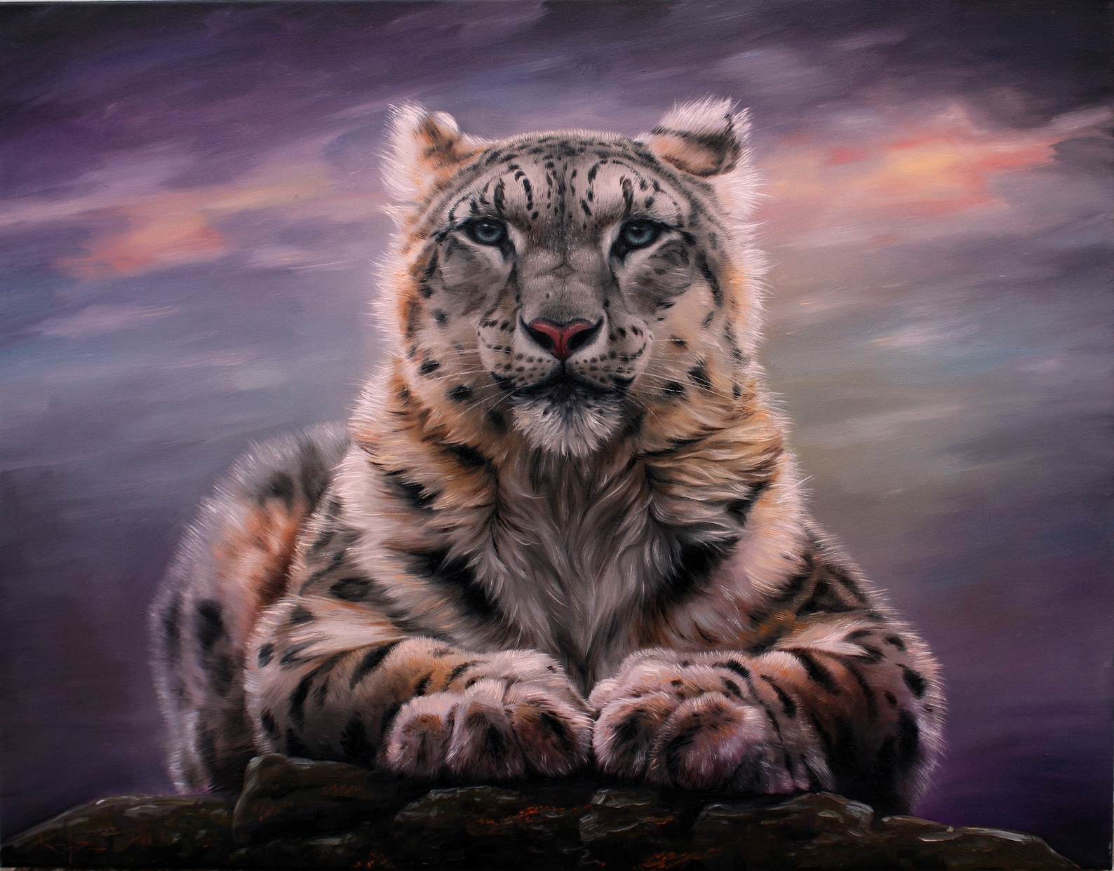 Snow Leopard Original Painting on Canvas, Realism Style Animals, Rich ...