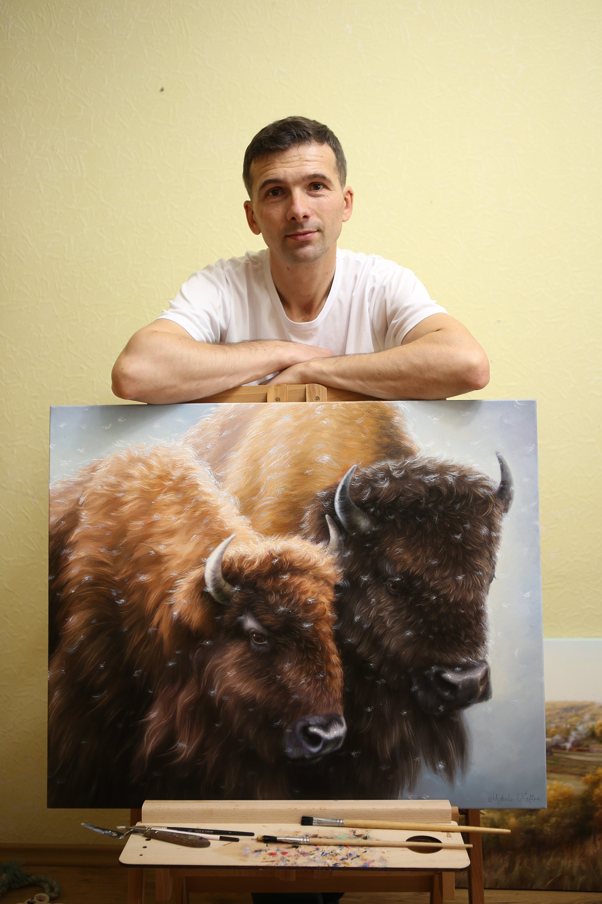 TWO, Pair of Bison, Buffalo Oil Painting, Buffalo Art, Bison Oil ...