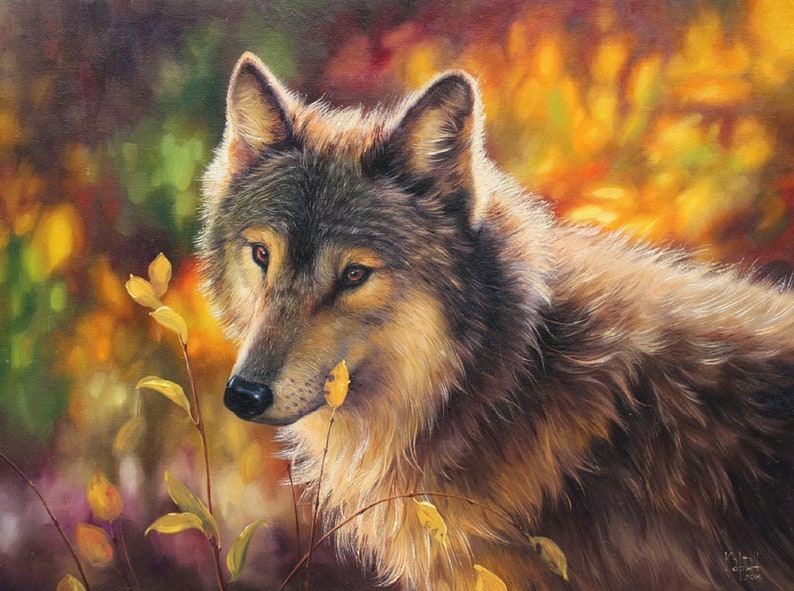 Oil Painting With a Young Wolf, Animals Art Original, Mykola Kaftan ...