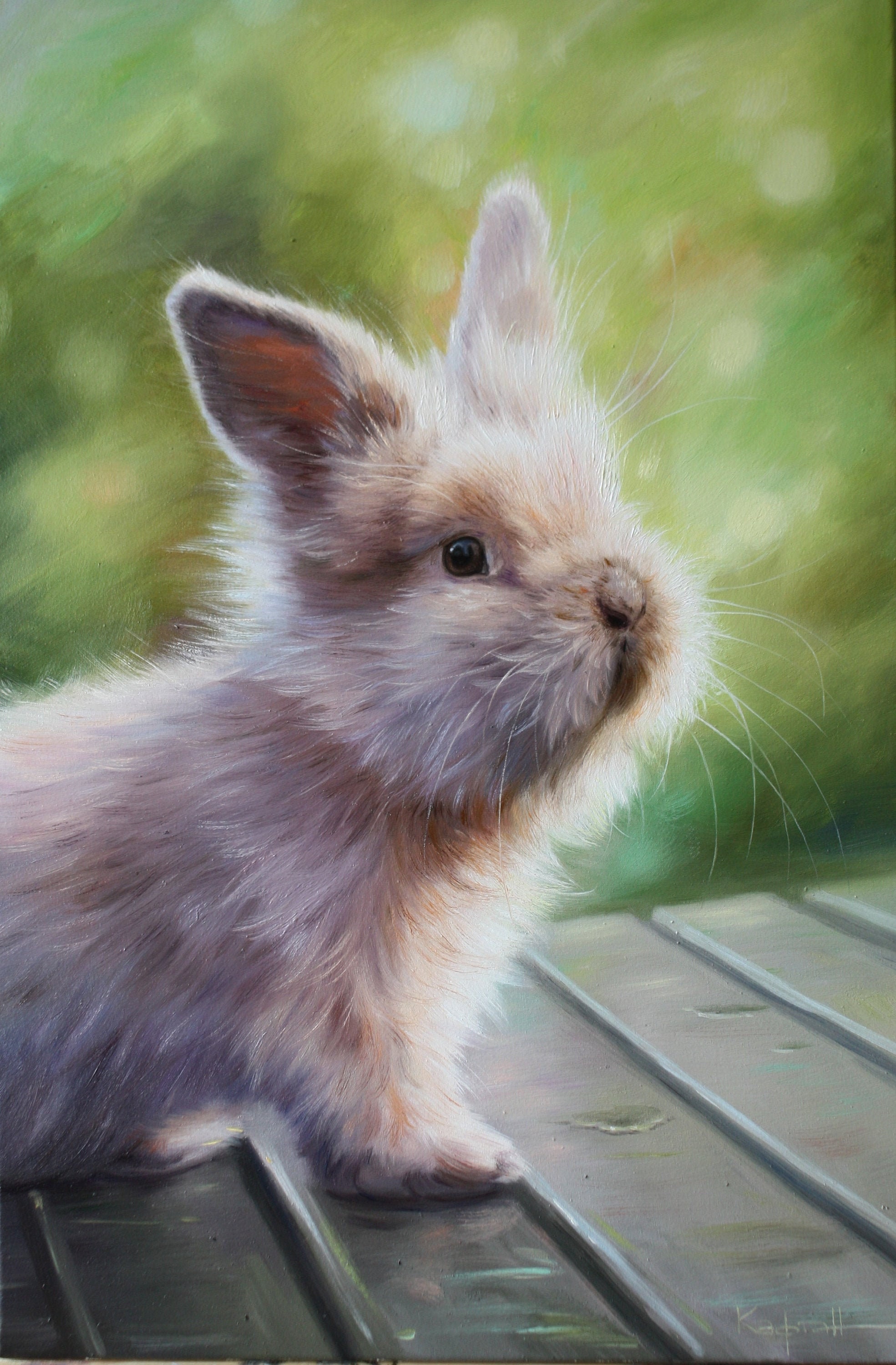 Original Oil Painting With a Rabbit Pet Artwork Hand Bunny - Etsy