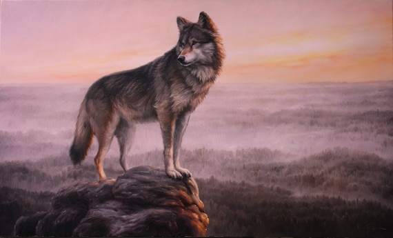 Wild wolf original painting Original artwork Amazing animal | Etsy